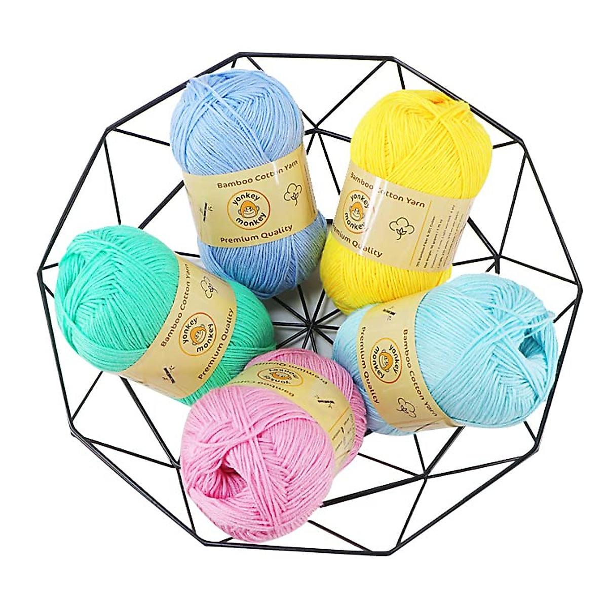 10-Pack of Yonkey Monkey 500 Grams Yarn - 70% Rayon derived from Bamboo, 30% Cotton - Imported - White 9013