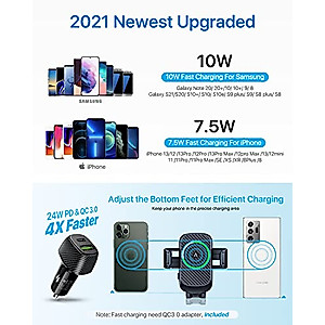 [Fast Charging] andobil 15in Wireless Car Charger, [Upgraded Secure Chip] Qi Car Cup Phone Mount with Adapter Adjustable Gooseneck Cup Holder Charger Compatible with iPhone 14 13 12 Pro Max S22 S21