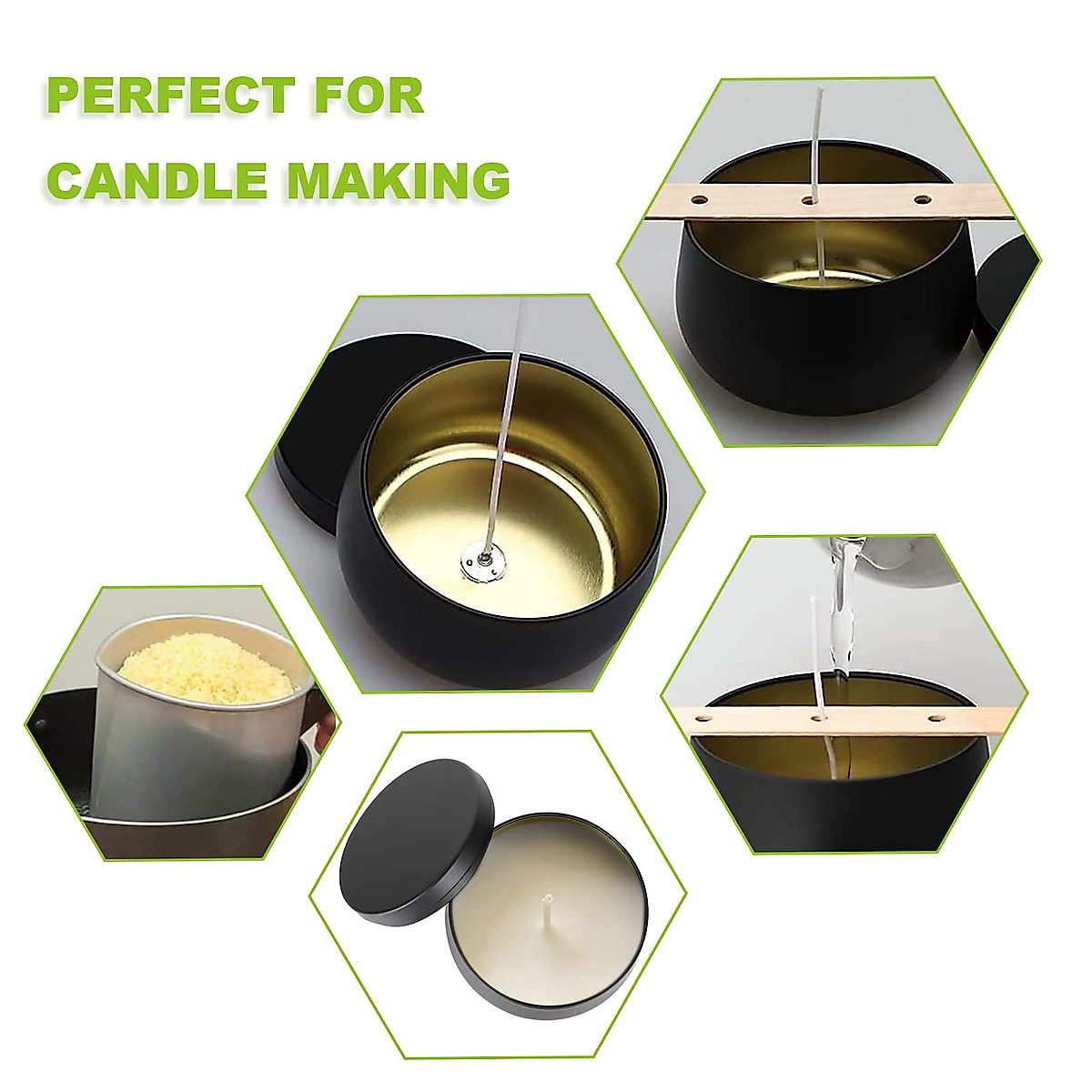 CYEAH 24 PCS Light Candle Tin, 8oz Candle Containers with Lid, Black Candle Jars for Candle Making, Arts & Crafts, Storage, Gifts, Making Party Supplies (Black)