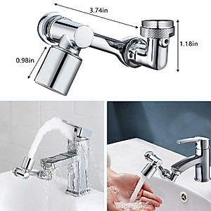 1080°Swivel Faucet Extender, Sink Water Faucet Aerator Extension in Brass, Swivel Robotic Arm Bathroom Faucet Extender, Kitchen Rotating Extension Filter with 2 Mode Splash
