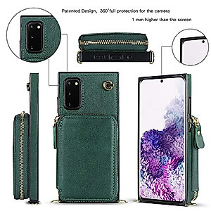 Crossbody Wallet Case for Samsung Galaxy S20,Wallet Phone Case with Card Holder,Kickstand,Magnetic Closure,Zipper Phone Purse,Strap