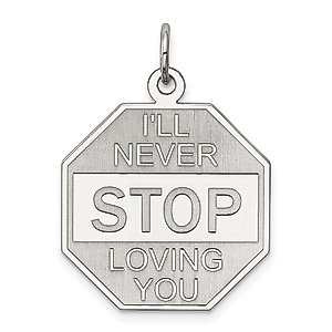 Auriga Fine Jewelry 925 Sterling Silver I'll Never Stop Loving You Pendant for Women (L- 1.11 Inch, W- 0.83 Inch)