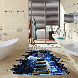 SENGTER Space Stickers 3D Wall Decor Galaxy Wallpaper Wall Stickers Planet Wall Stickers Waterproof Wall Decals Floor Stickers Ceiling Decor Wall Decorations for Living Room Kids Room Decor