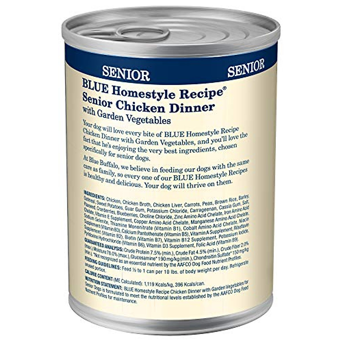 Blue Buffalo Homestyle Recipe Natural Senior Wet Dog Food, Chicken 12.5-oz can (Pack of 12)