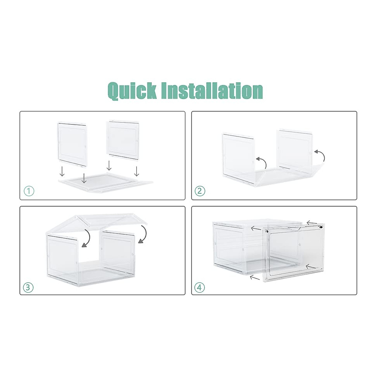 FUNLAX Shoe Storage Box, 8 Pack Clear Plastic Shoe Organizer Stackable Shoe Box Drop Front Shoe Containers Bins for Display Fit up to US Size 13