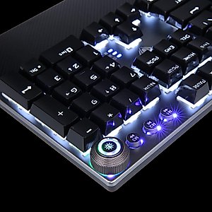 AULA F2088 Mechanical Gaming Keyboard, with Ergonomic Wrist Rest, Multimedia Control Knob, 22 Backlight Modes, Full Size USB Wired Computer Keyboards for Mac Laptop, Desktop (Black Switch)