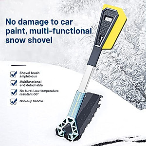 Kosctias Snow Shovel,Extendable Sponge Car Snow Brush and Ice Scraper with Aluminum Grip,Winter Tool,Auto Window Windshield Snow Brush,Ice Scraper for Car Truck SUV,Snow Removal