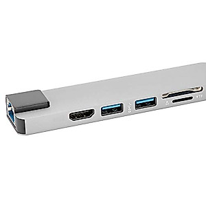 HUB Multifunction USB 3.0 Type‑C HDMI RJ45 Display Adapter Gray Compatible with OS X/Windows for Office and Entertainment