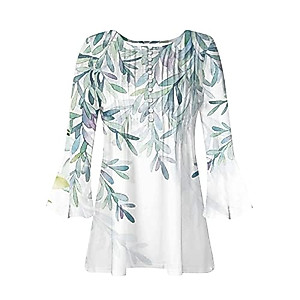 Women's Summer Tops White V Neck Women Womens Workout Tops Orange Corset Bluey Button Down Shirt Ruffle Sleeve Tops 3/4 Sleeve Tees for Women Loose Fit,Cyan,X-Large