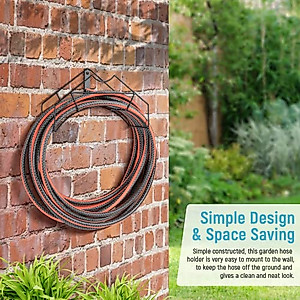 RichYa Garden Hose Holder Hose Holder Free Standing Detachable Metal Hose Hanger Heavy Duty Hose Storage Hose Stand for Outside Yard, Black