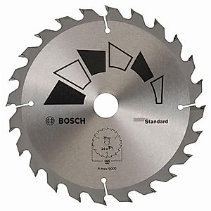 Bosch 2609256 B55 Standard Carbide Circular Saw Blade with 24 Teeth – 165 mm in Diameter – 20 mm Bore (16 mm with Reduction Ring) – 1.6 mm Cutting Width
