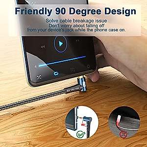 EMK 90 Degree Aux Cable 3.5 mm Auxiliary Cord Male to Male Stereo Aux Cable for Car 24K Gold Plated Hi-Fi Sound Quality Nylon Braided for Laptop Phone Tablet MP3 Player Stereo Speaker (3.3ft/1m)