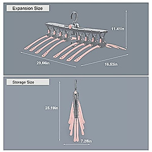 Peivob Collapsible Plastic Clothes Hangers, Hanger Closet Organizer and Storage,Space Saving Hangers with 8 Hangers(Pink)