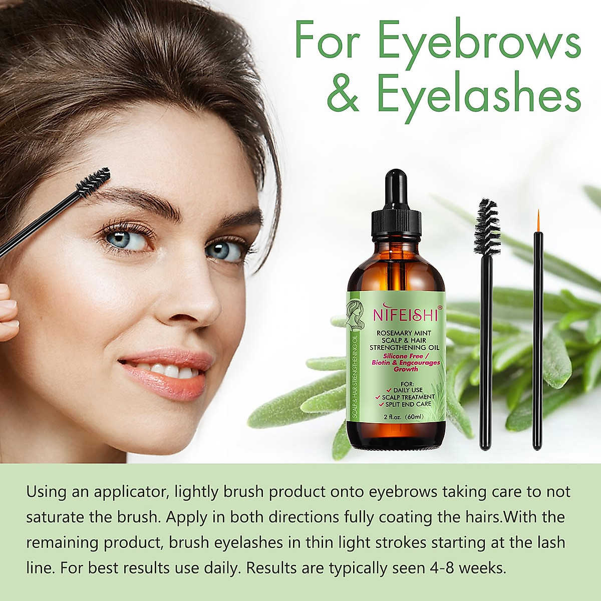 Rosemary Oil, 100% Pure Natural Rosemary Oil for Hair Growth, Treatment For Damaged Hair & Dry Skin, Cold Pressed Oil For Hair Growth, Eyebrows,Eyelashes, Nails and Skin(60ml)