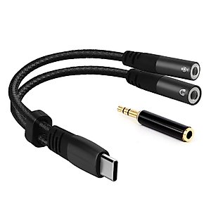 ZARSSON USB C Microphone Adapter, USB Type C to 3.5mm Combo Headphone Jack Audio Mic Adapter Y Splitter for Mac Book Pro, i-Pad Pro 2018/2020, OnePlus 7 Pro/8 Pro, Galaxy Note 10/10+/S20/20+/20 Ultra
