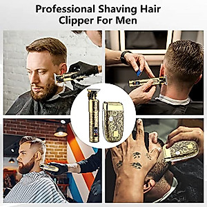 Soonsell T Blade Hair Trimmers for Family+Foil Shaver Trimmer Set,Man Professional Cordless Barbers Clippers Set Blade Close Cutting Beard Trimmer Trimmer， 4 Guards & 2 Foil Head