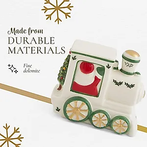 Spode Christmas Tree Miniature Christmas Village Figural Decoration, Snowy Christmas Village Set, Ceramic Holiday Decor - Festive Holiday Decorations for Indoor Display (Train)