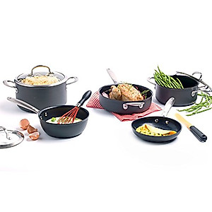 OXO Good Grips Pro 12 Piece Cookware Pots and Pans Set, 3-Layered German Engineered Nonstick Coating, Dishwasher Safe, Oven Safe, Stainless Steel Handles, Black