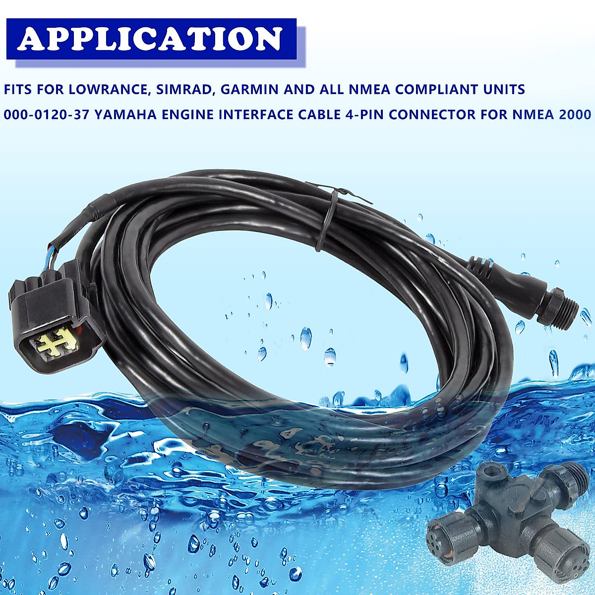 Replace for Yamaha Engine Interface Cable 000-0120-37, 3004.6865 NMEA 2000 Cable Connector and T Connector for Yamaha Outboard 2006-2023（4.5m/15ft）