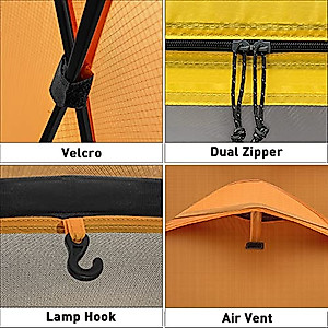 2 Person Camping Tent with 3 Aluminum Alloy Poles, 4 or 3 Season Waterproof Tent, Double Layer,Easy Setup, 2 Doors for Outdoor Hiking,Mountaineering,Survival,Travel