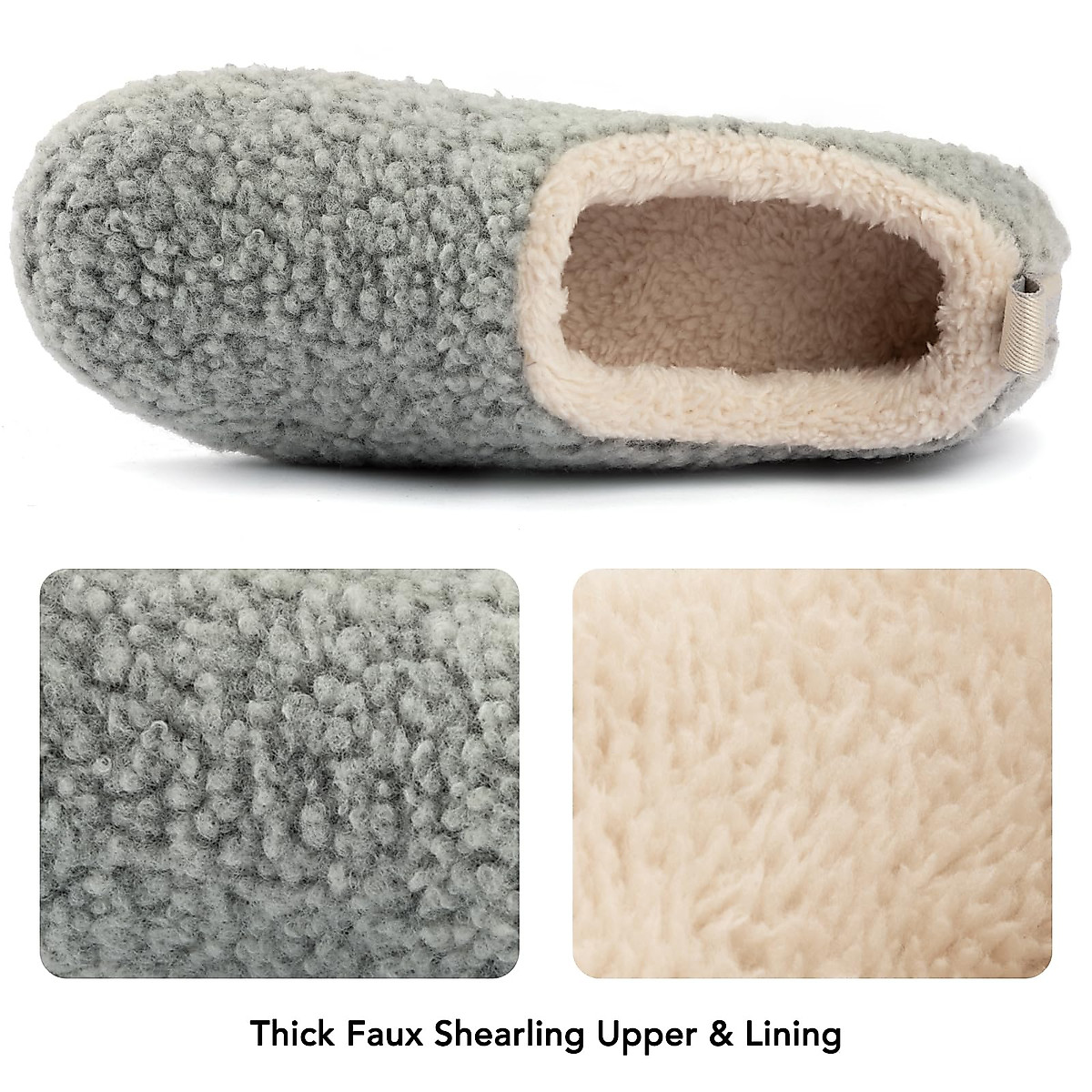 RockDove Women's Nomad Soft Faux Shearling Closed Back Memory Foam Slipper, Size 11-12 US Women, Light Grey