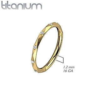 Dynamique Implant Grade Titanium Hinged Segment With CZ Between Diamond Faceted Cuts (Sold Per Piece)