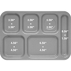 Carlisle FoodService Products Right-Hand 6-Compartment Tray, 10" x 14", Green, (Pack of 24)