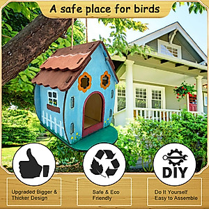 Icoodus Large Bird House Kits for Children to Build, Art Craft Wood Toys Birdhouse Kits for Kids 8-12 4-8, Make Your Own Birdhouse, Include Paints & Brushes, Wooden Arts for Girls Boys