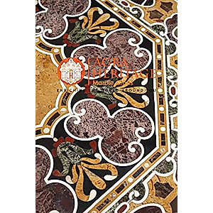 Marble Black Center Dining Table Top Pietra Dura Inlay Handicraft Hallway Decorative | 43"x43" Inches