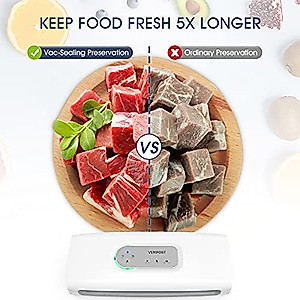 Pro 6 In 1 Food Vacuum Sealer Machine in White-Versatile Food Sealer with Bags and Rolls-Wet Food Mode,85Kpa Great Suction,Consecutive Sealing,Sous Vide Applied