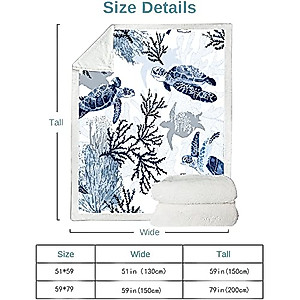 LINGXUQK Sea Turtle Fleece Throw Blanket Underwater World Sea Turtle Sea Grass Natural Watercolor Style Plush Sherpa Blanket Cozy Fluffy Blanket Sea Turtle Gifts…