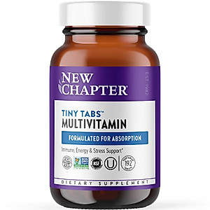 New Chapter Tiny Tabs Multivitamin with 20+ Nutrients for Immune, Cellular Energy & Stress Support, including Vitamin D3 + B Vitamins, 192 Count