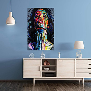 Pop Art Banksy Street Art Colorful Graffiti Print Picture Woman Graffiti Canvas Painting Wall Decor for Living Room Canvas Framed Wall Artwork Modern Home Decor Ready to Hang-28x44 Inch