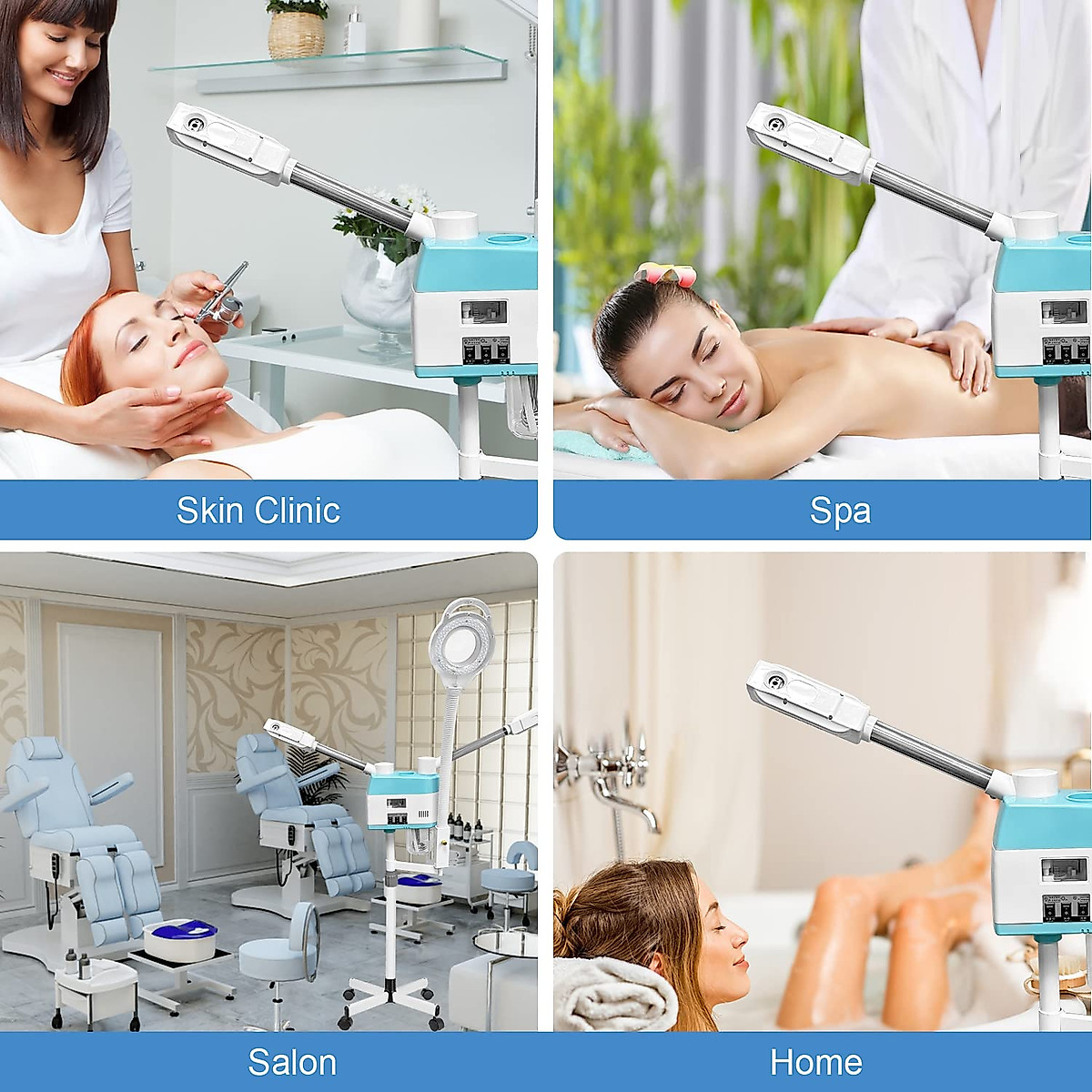 FLOLXNB Facial Steamer, Professional 3 in 1 Cool/Hot Mist Facial Steamer with 8X Magnifying LED Lamp, Face Steamer On Wheels for Salon Spa Beauty Skin Care