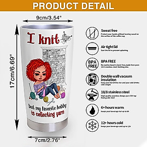 GODUCKEE Personalized Knitting Gifts For Knitters - Knitting Gifts Ideas for Beginners - Birthday Gifts for Knitting Girl Stainless Steel Tumbler 20oz (Knitting Knowledge)