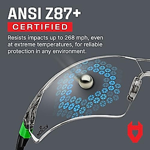 NoCry Clear Safety Glasses for Men and Women with Anti-Fog and Scratch Resistant Wrap Around Lenses, Adjustable Temples and Nose Pads — Certified ANSI Z87 Safety Glasses — 100% UV Protective Eyewear