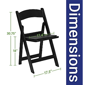 TentandTable Stackable Folding Chairs - Black Resin - Heavy Duty 300-Pound Capacity (8-Pack)