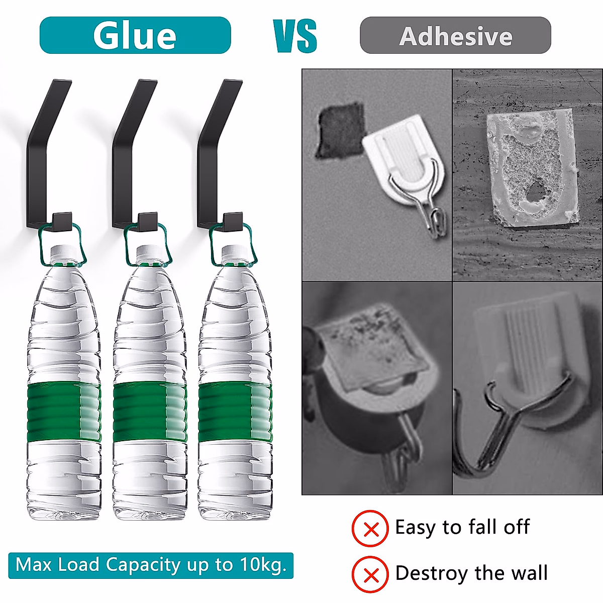 HBdayomuse Coat Hooks - Heavy Duty Black Wall Hooks for Hanging Coats, Bags, Backpacks - 6 Pack Wall Mounted Coat Rack with Black Towel Hooks - Screw in Metal Hooks for Wall Storage