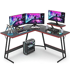 VICTONE L Shaped Gaming Desk 51 Inch Computer Corner Desk, Home Pc Desk, Office Writing Workstation with Large Monitor Stand, Space Saving Table (Black)