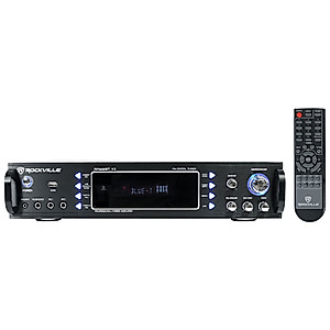 Rockville RPA60BT V2 1000 Watt 2-Ch USB Bluetooth DJ/Pro/Karaoke Amplifier Mixer, Black