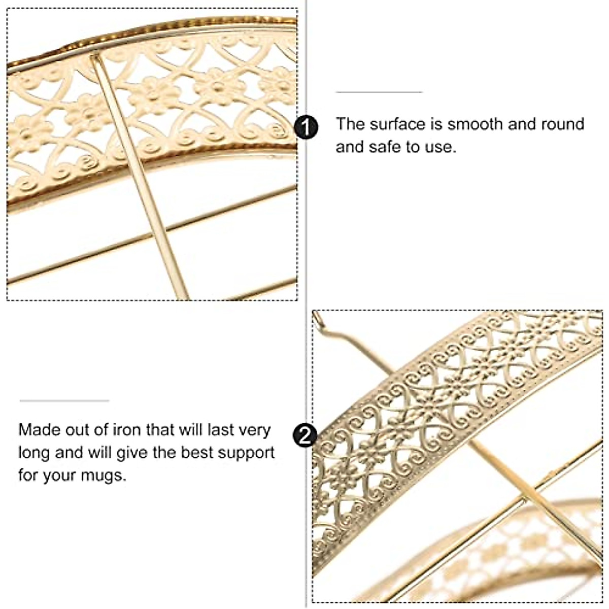 CALLARON Iron Cup Holder Coffee Cup Rack Metal Cup Rack European Style Tea Cup Holder for Cafe Home (Golden)