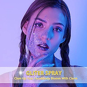 Silver Body Glitter Spray, Etercycle Shimmering Spray Powder Sparkle Powder, Cosmetic Shimmer Makeup Glitter for Hair and Body Face Clothes Nail Art Craft Design Easter Crafts