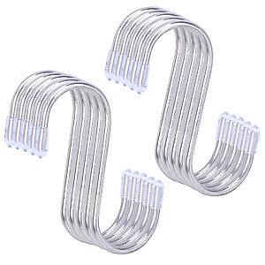 AMZFULY Stainless Steel 3.5 inch S Hooks for Hanging,Heavy Duty S Shaped Hooks for Kitchenware Pots Work Shop Utensils Clothes Bags Cups Bathroom Towels Plants-10 pcs
