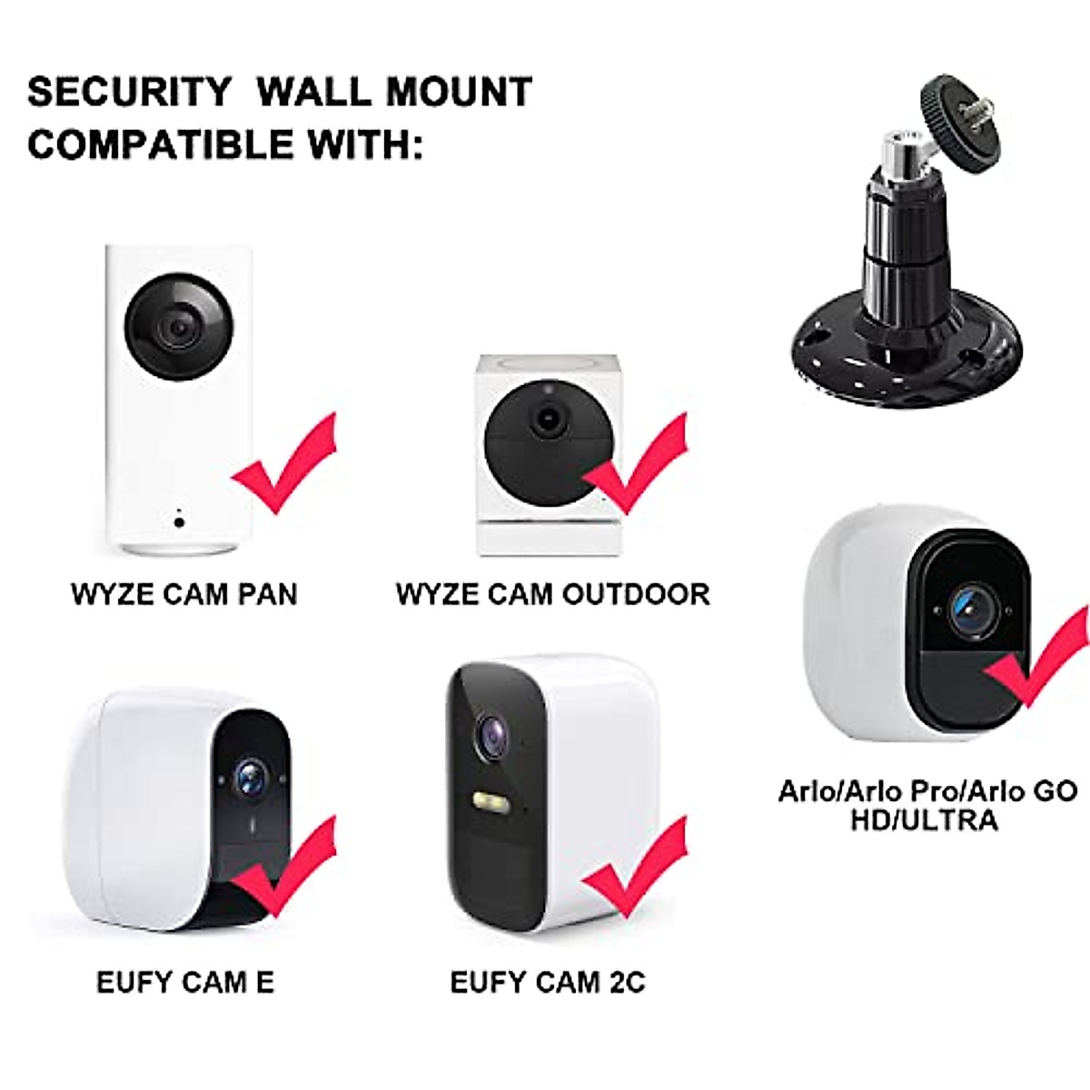 BFYTN 3 Pack Wall Mount Compatible with Ring Stick Up Cam Wired/Battery and Ring Indoor Cam HD Security Camera,360 Degree Adjustable Mounting Bracket (Black)