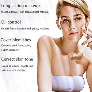 ZFC Foundation Makeup Concealer, Medium-to-Full Coverage Foundation Cream, Long Lasting Waterproof Up to 12HR Hybrid Setting Powder