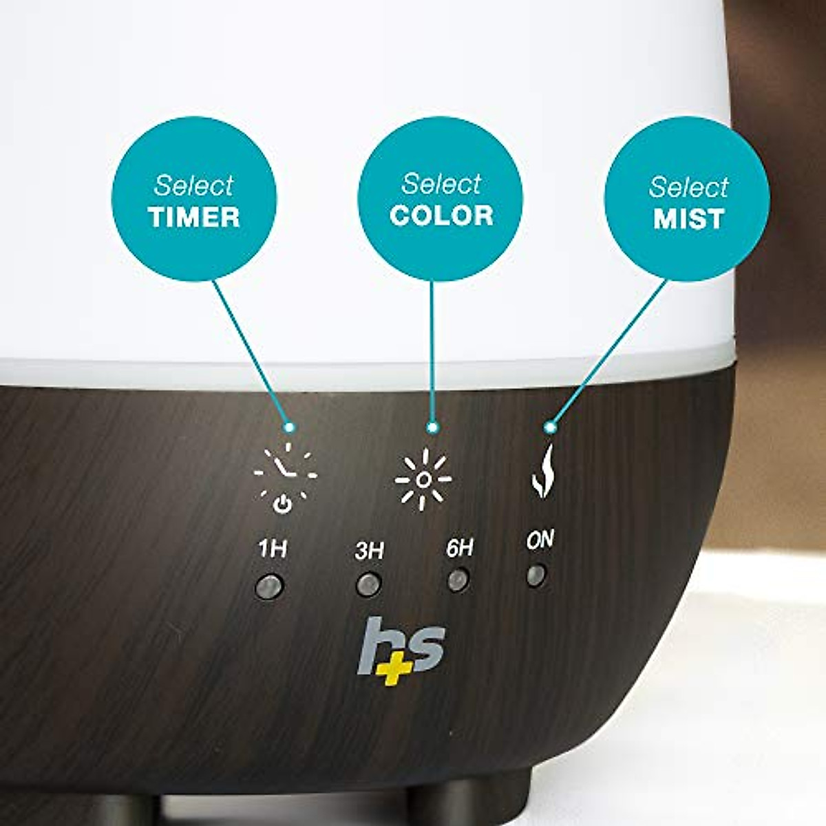 HealthSmart Essential Oil Diffuser, Cool Mist Humidifier and Aromatherapy Diffuser, FSA HSA Eligible with 500ML Tank for Large Rooms, Adjustable Timer, Mist Mode and 7 LED Light Colors, White