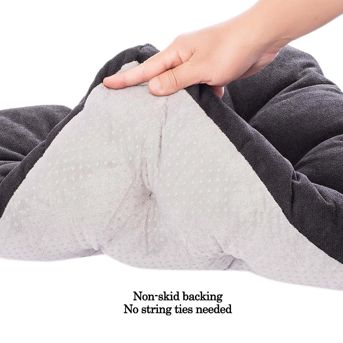 FABRICASTLE Outdoor Chair Cushions Patio Cushion Premium Comfortable Thick Fill Tufted 19" x 19" Floor Wicker Seat Pads, 2 Count (Black, 2)