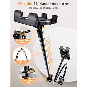 eSamcore Tablet Stand Holder, Gooseneck Phone Holder for Bed Cell Phone Stand for Desk Recording, Powerful Phone Grip Clamp Mount Compatible with All 4.7" - 11" Screen