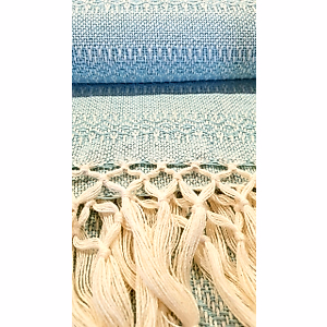 ALKIMIA INC Mexican Handmade Cotton Rebozo Shawl (Turquoise)