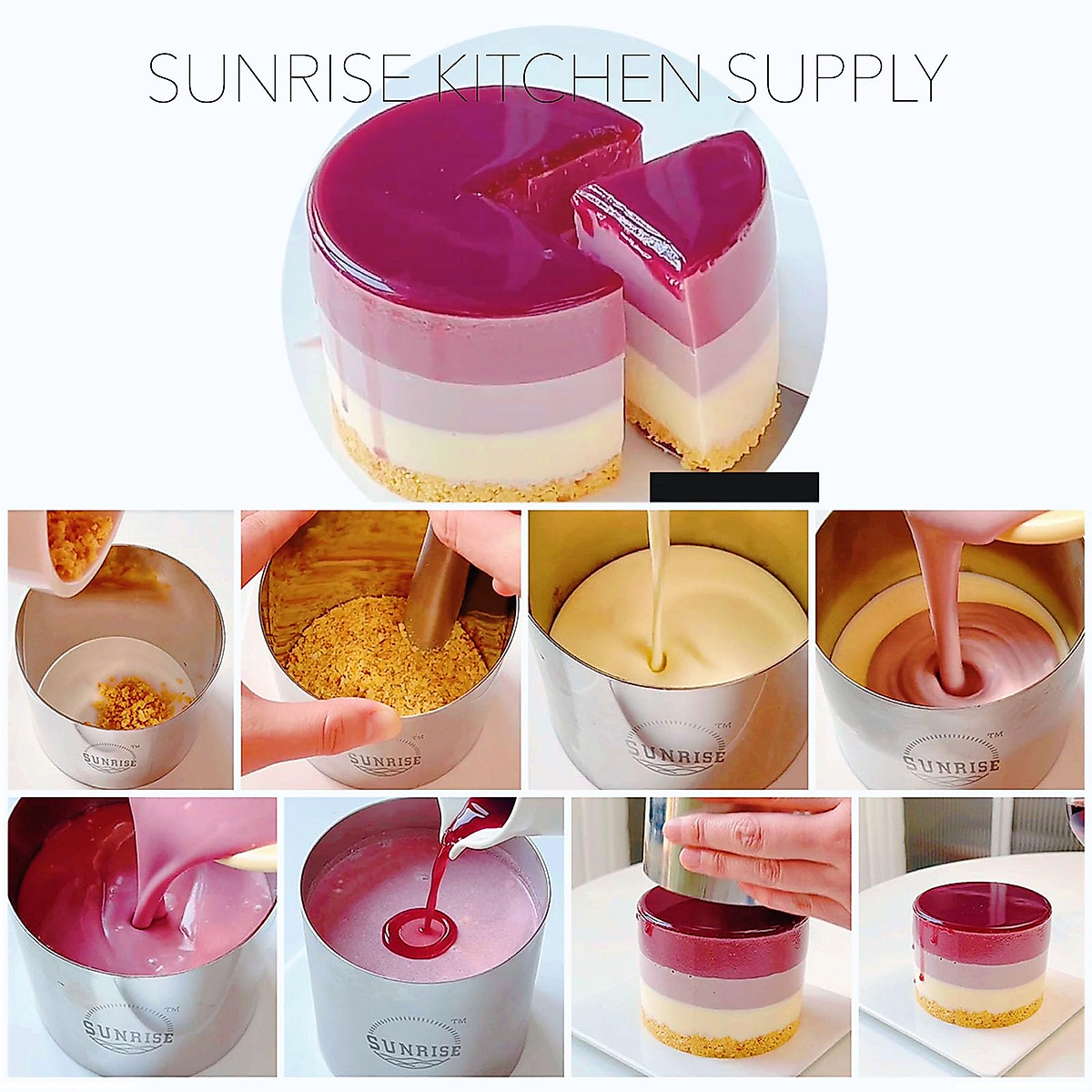 Sunrise Kitchen Supply (Pack of 4) Plating Forms Stainless Steel Ring Mold Sets 3" X 2.75" (3" x 2.75")